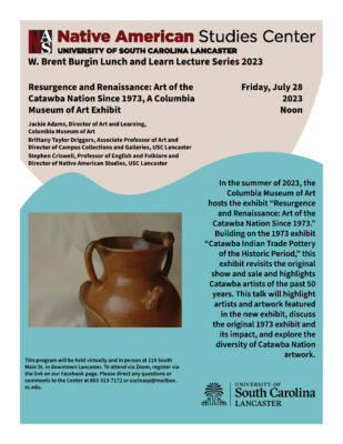 Lunch and Learn: “Art of the Catawba Nation Since 1973” - SC Arts Hub